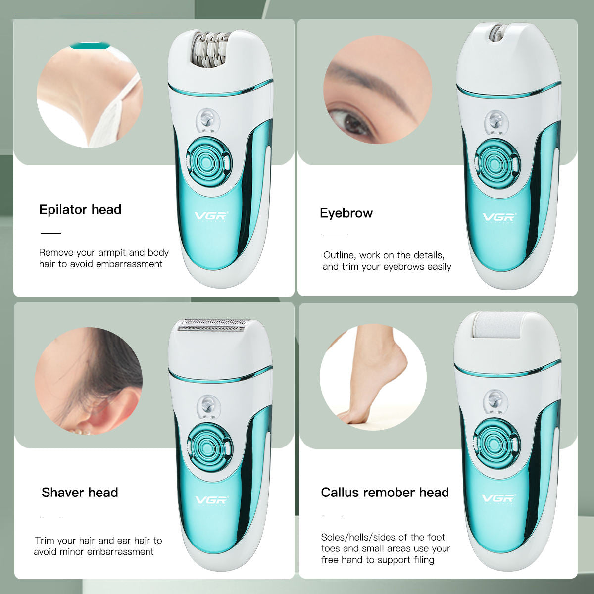 Епилатор 4в1 VGR V-700 – Инструменти за всеки