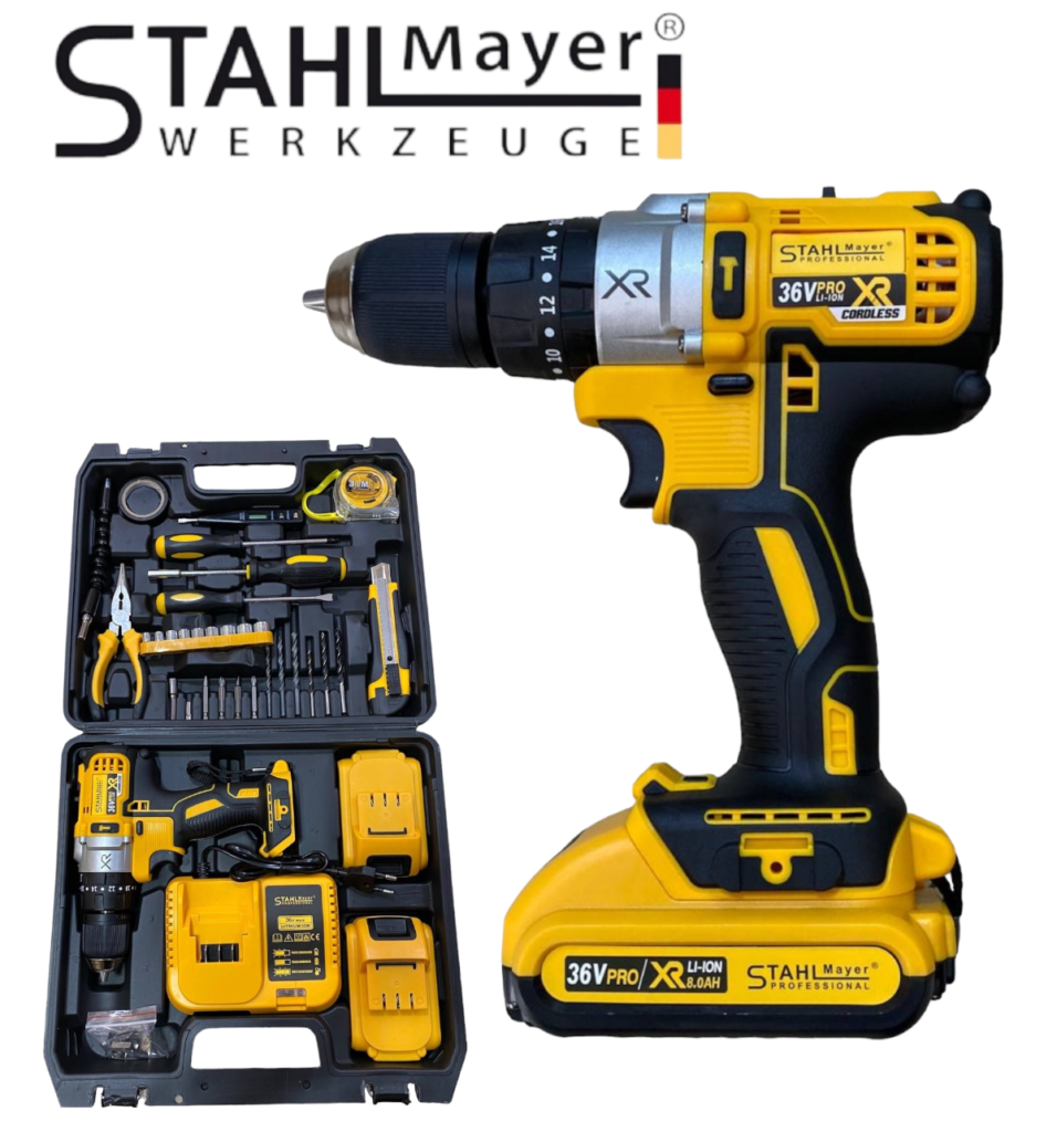 Акумулаторен Винтоверт STAHLMAYER XR 36V 8,0AH + Инструменти в Куфар – Инструменти за всеки