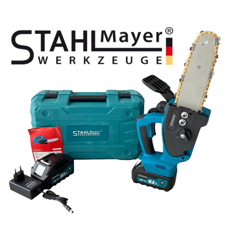 Акумулаторен Верижен Трион 36V 8,0AH STAHLMAYER Безжична Резачка за дърва и Клони Автоматично ...