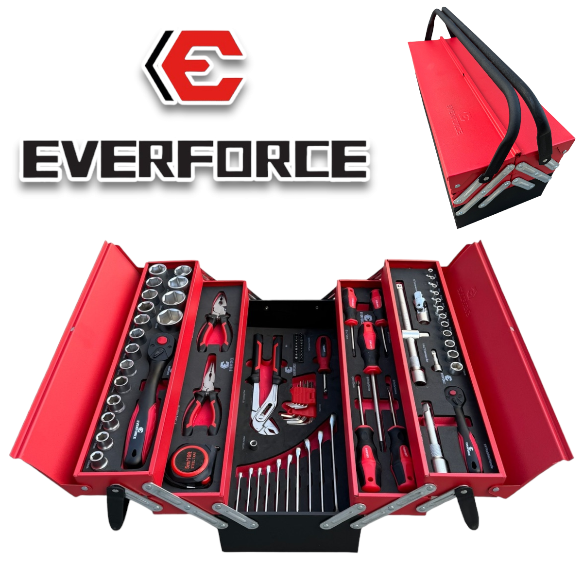 Комплект Инструменти в Метален Куфар 86 части EVERFORCE – Инструменти за всеки