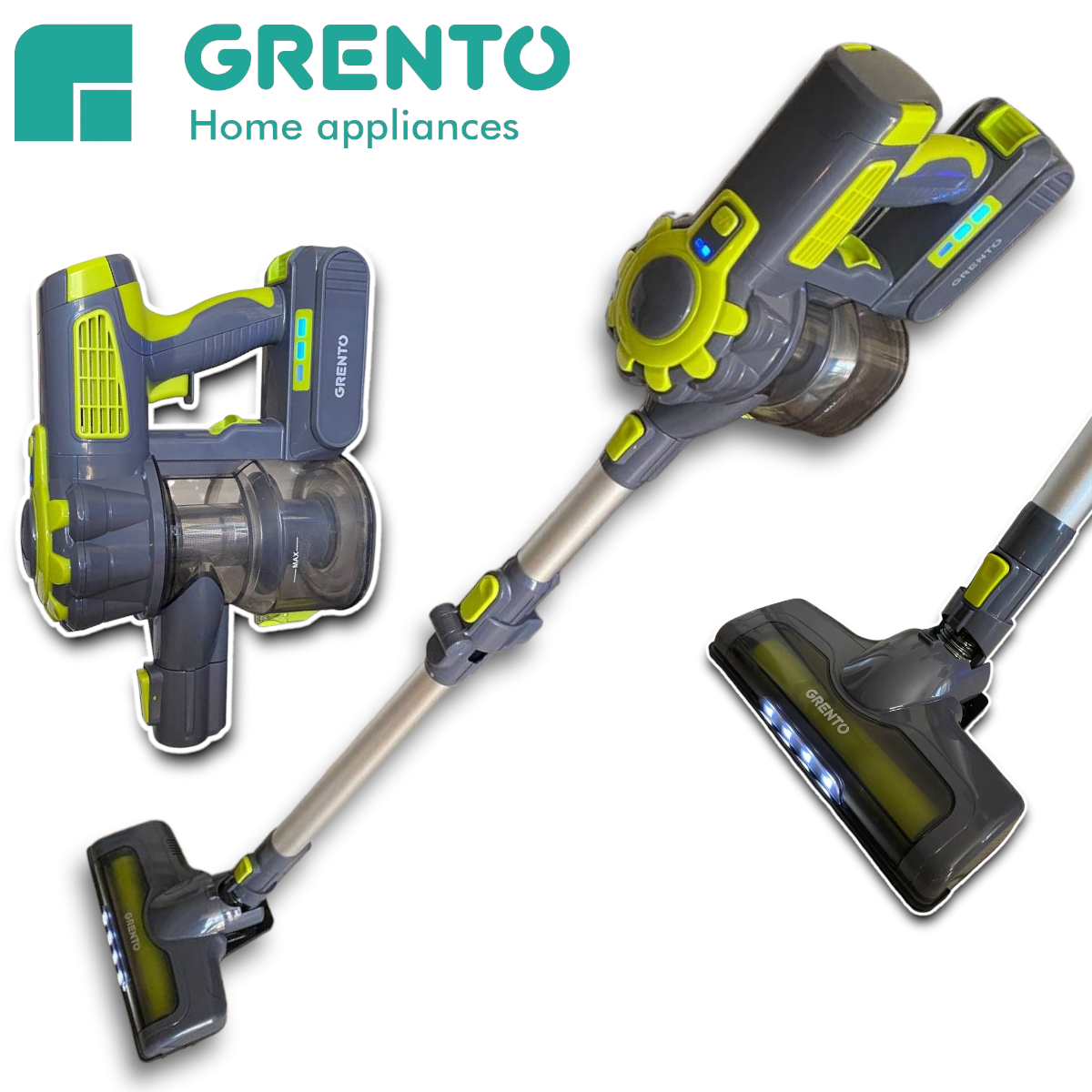 Акумулаторна Прахосмукачка GRENTO 22V Безжична с LED Осветление ...